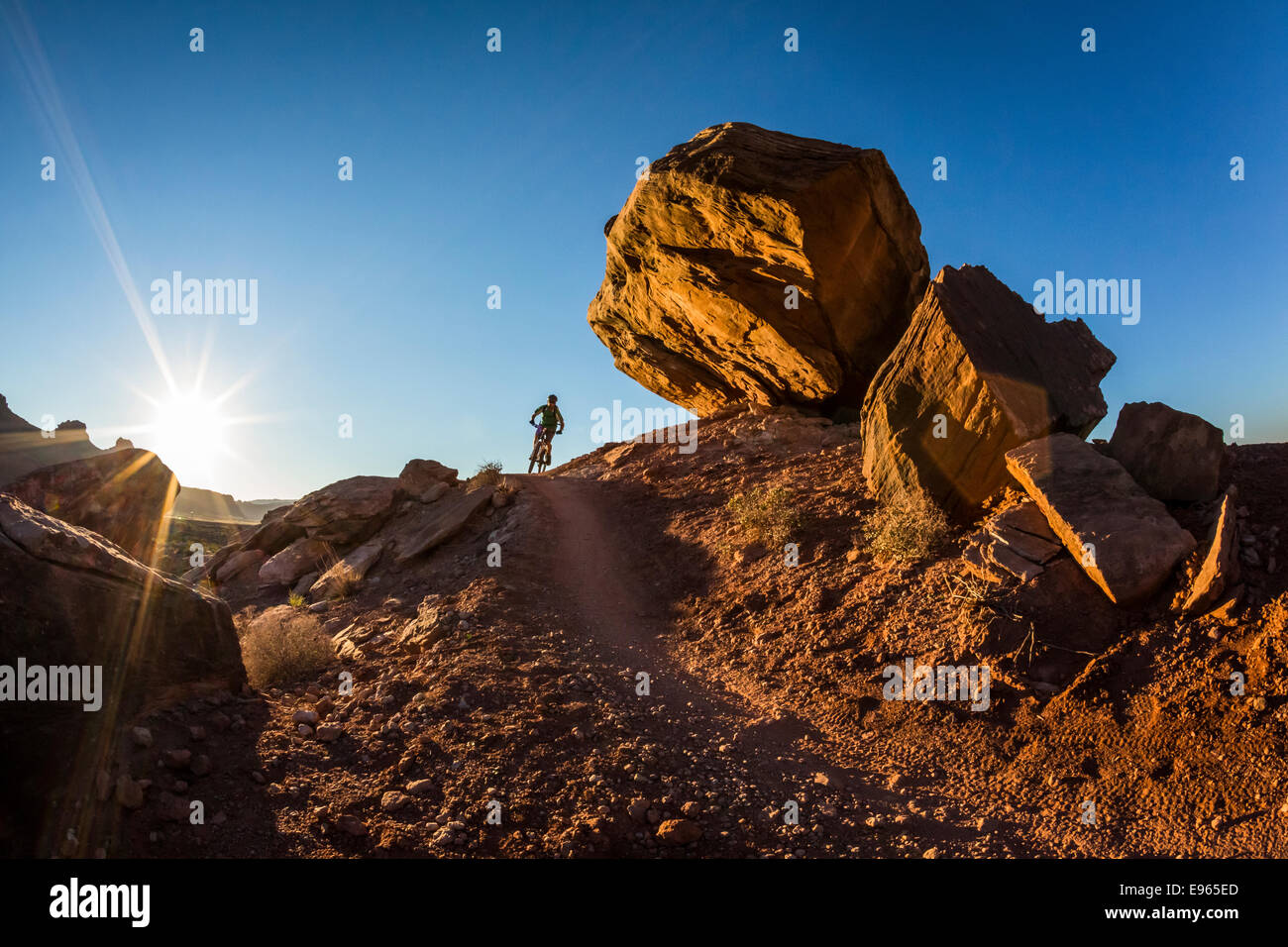 Mountain biking on the North 40 trail, Bar M area, Moab, Utah Stock ...