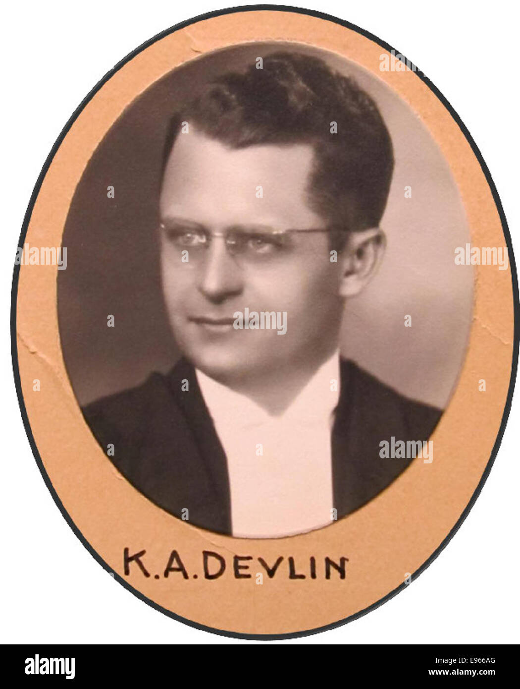 A portrait photograph of Kenneth Anthony Devlin (1914-1974), a lawyer ...