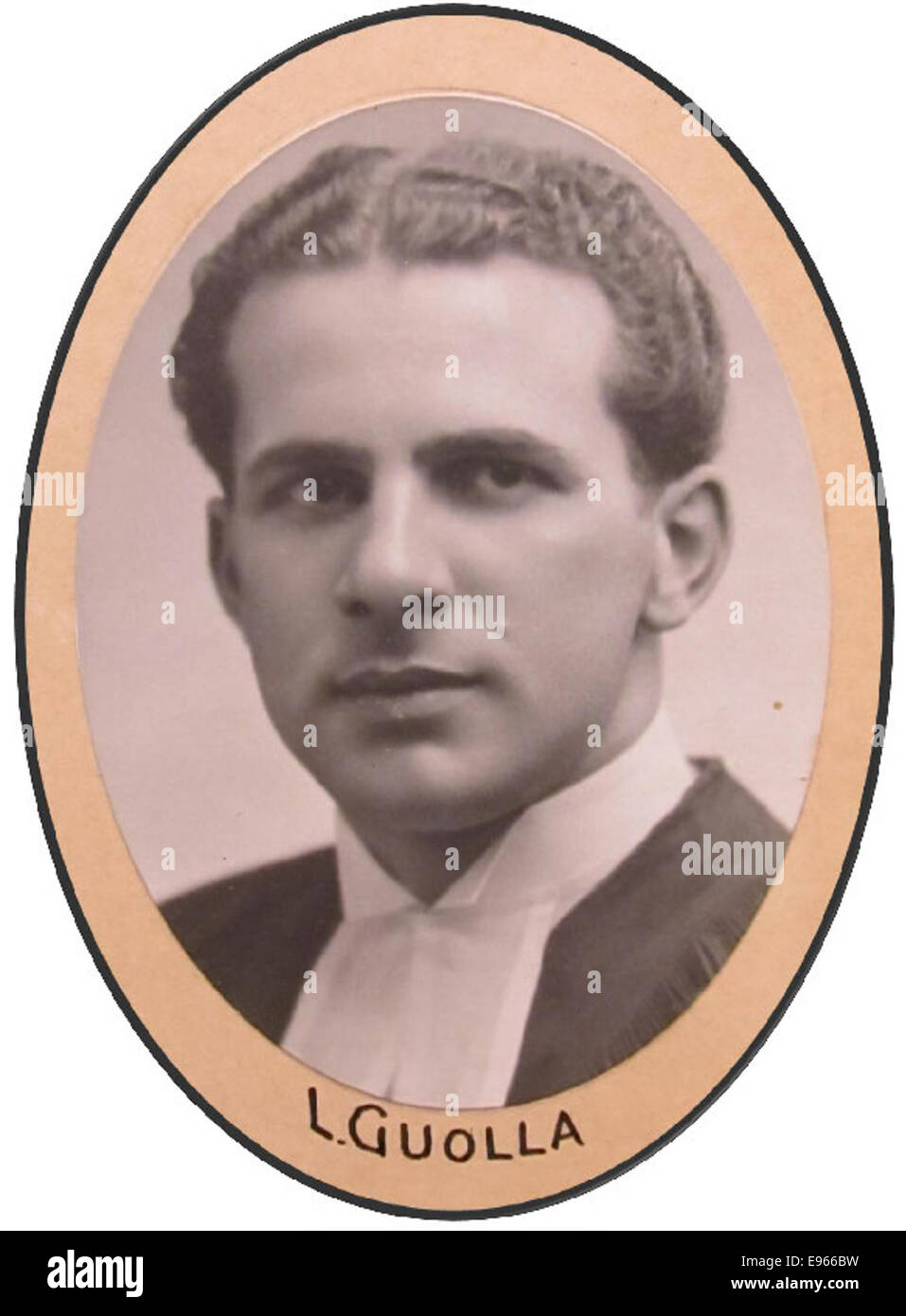 This portrait photograph features Louis Guolla, a graduate of Osgoode ...