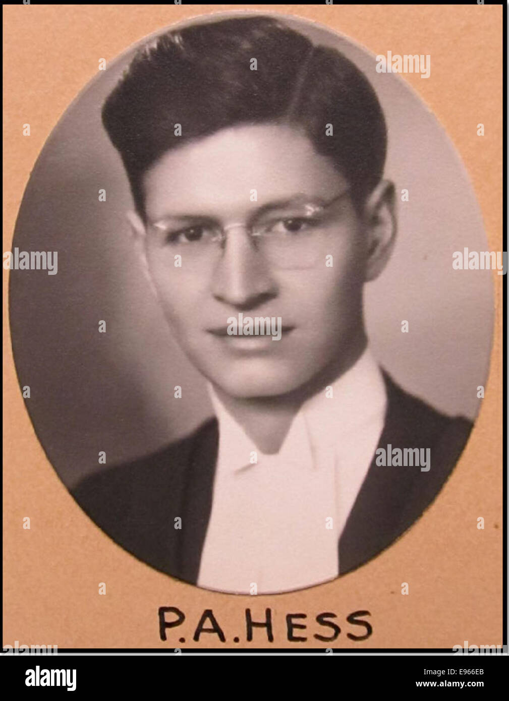 This black-and-white portrait from 1944 shows Paul Andrew Henry Hess, a ...