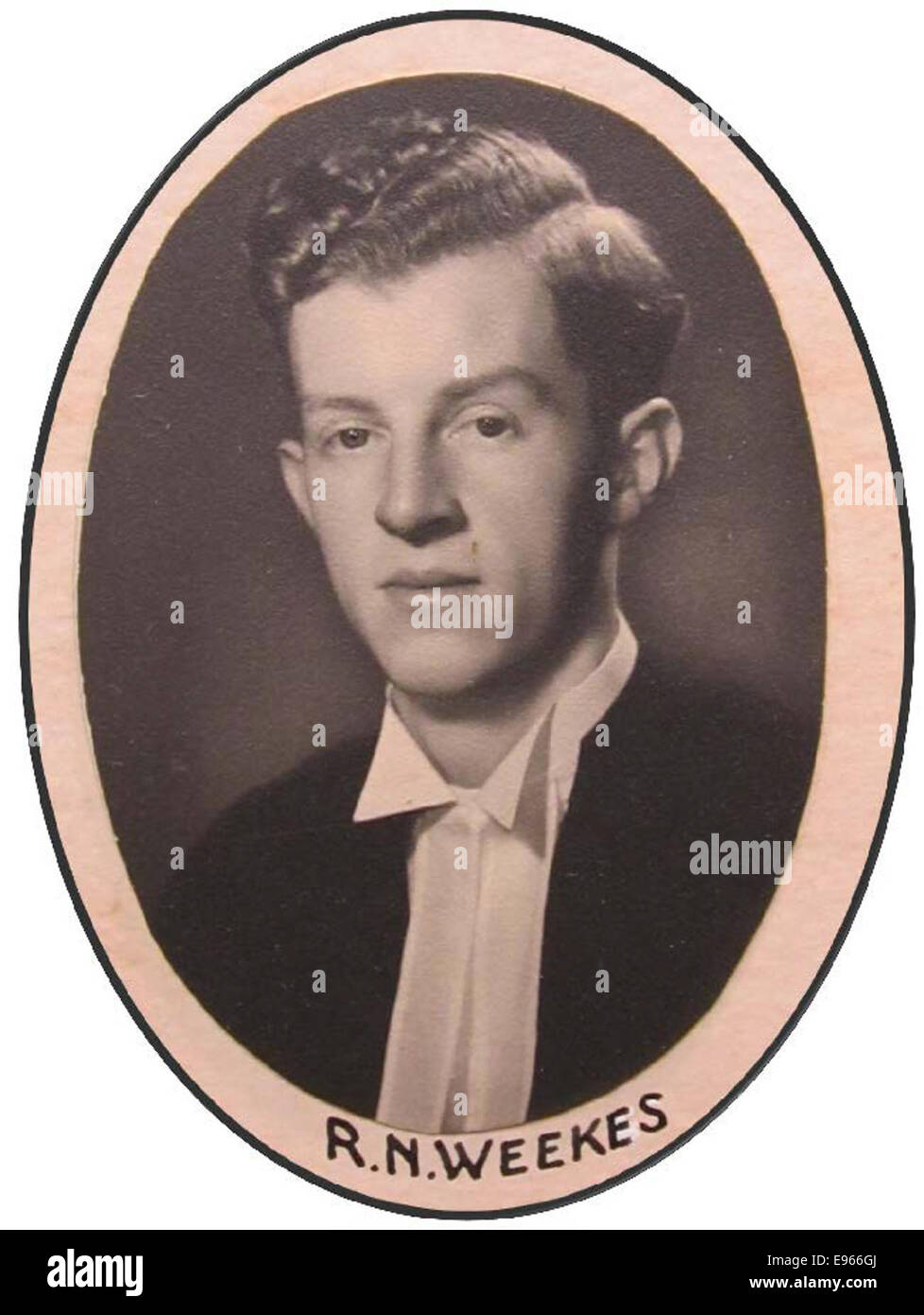 This portrait photograph captures Rolfe Nelson Weekes (1920-2006), an ...