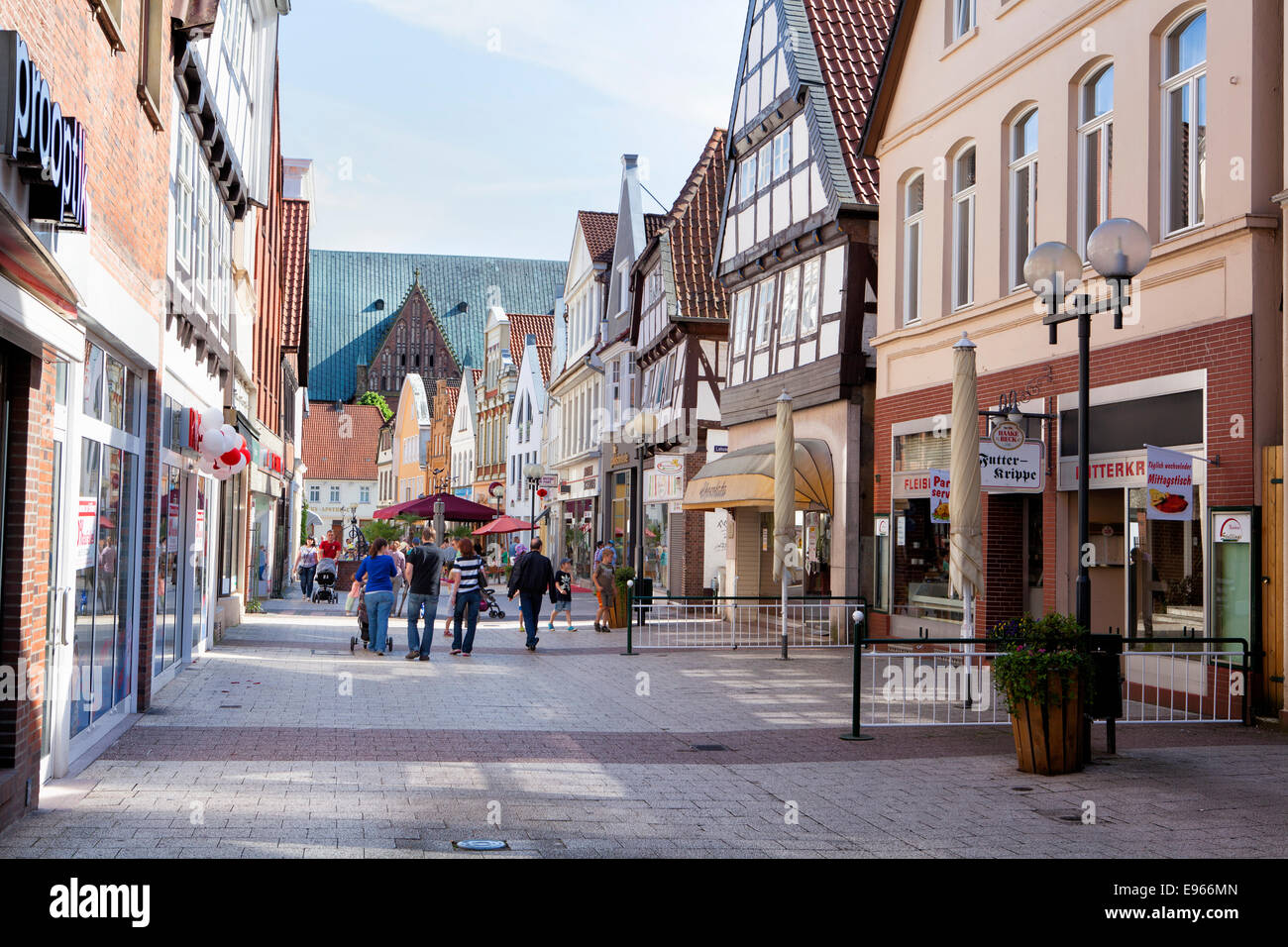 pedestrianised high street, Verden an der Aller, Lower Saxony, Germany ...
