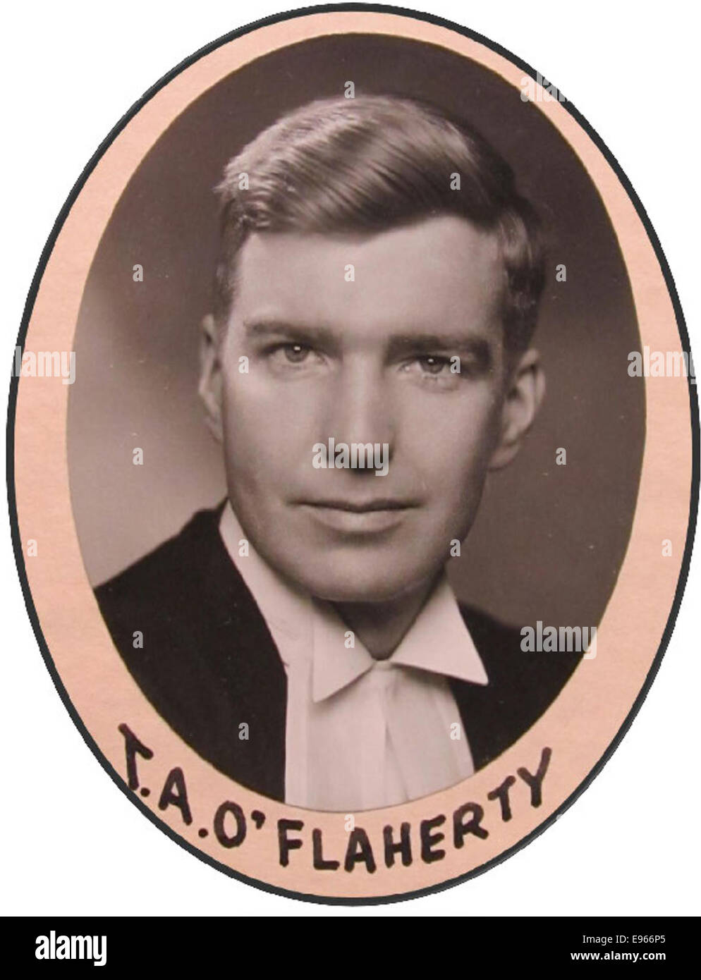 This portrait photograph features Thomas Ambrose O'Flaherty, a 1948 ...