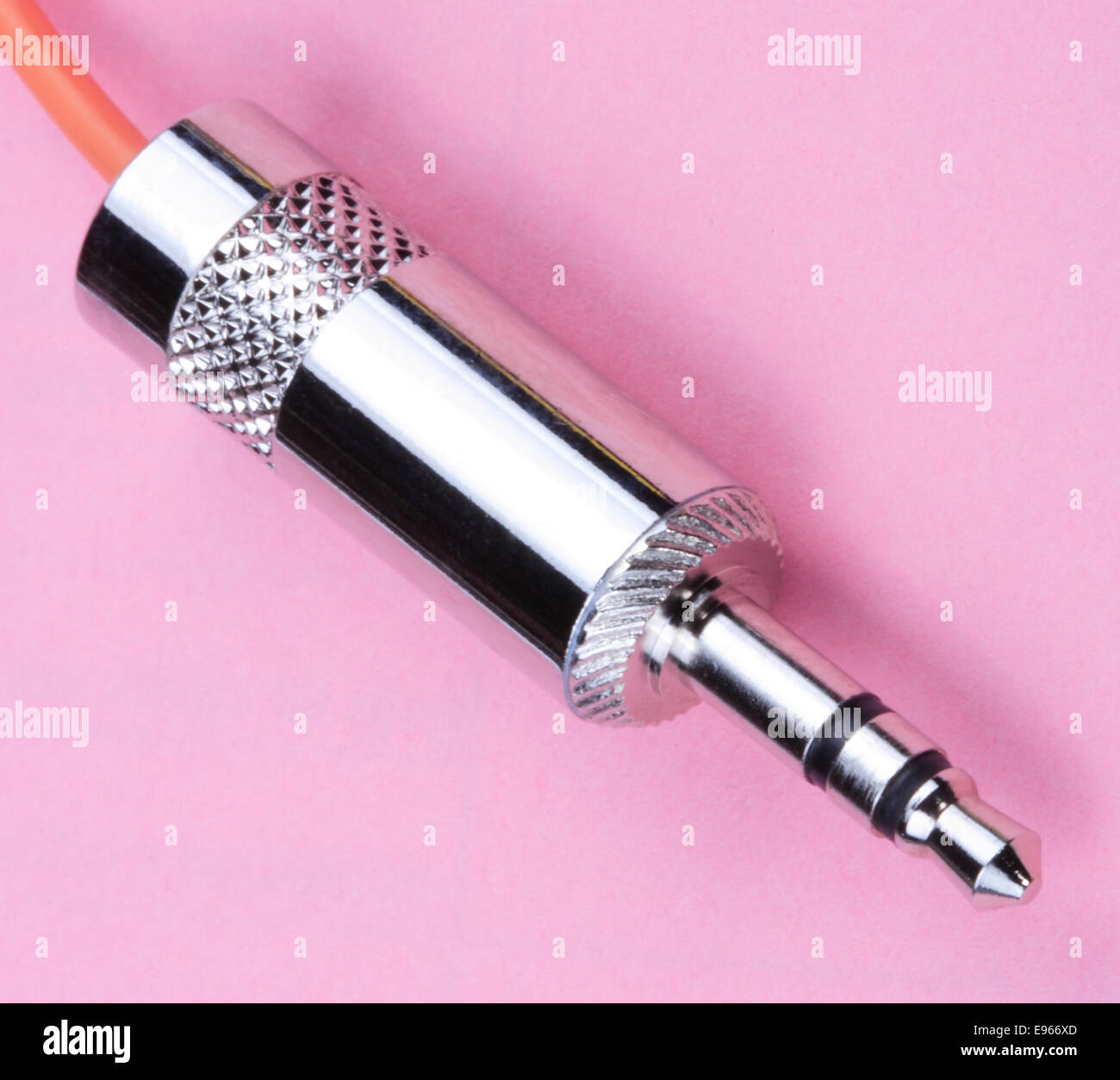 Stereo Male Plug Connector on Pink Background Stock Photo - Alamy