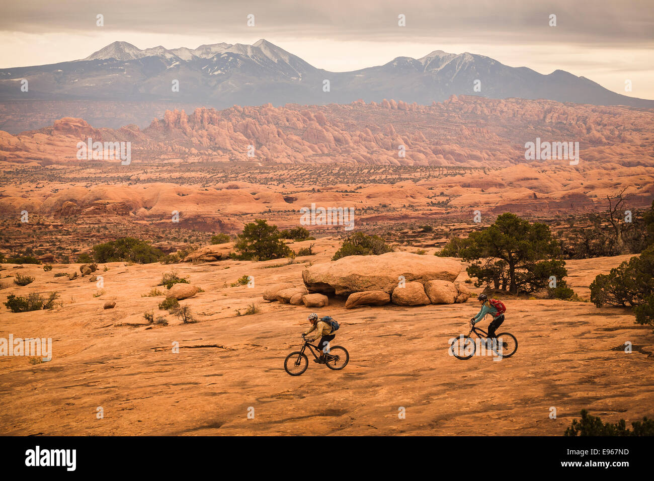 Mountain biking on the Mag 7 trail system near Moab, Utah Stock Photo ...