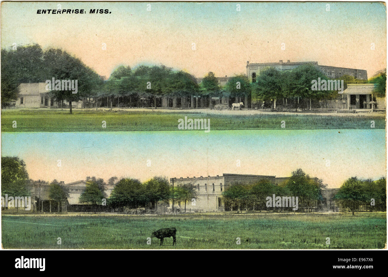 This historical postcard features the ship 'Enterprise' under the Miss ...