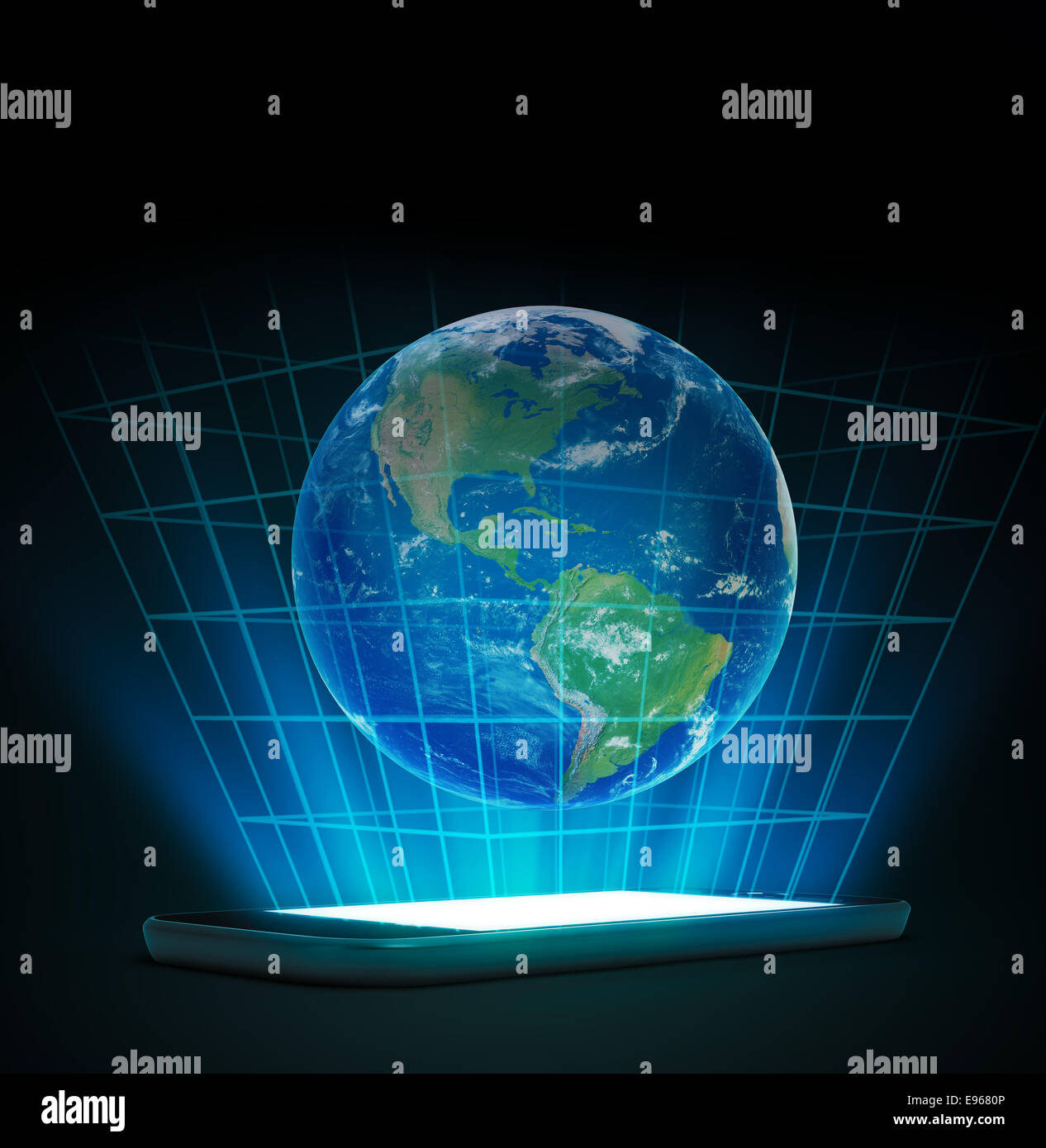 Smartphone or a tablet device with a world hologram - global ...