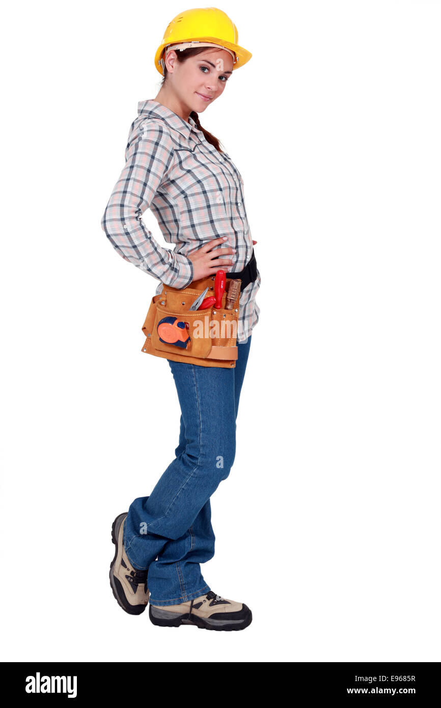 Profile of female builder Stock Photo - Alamy