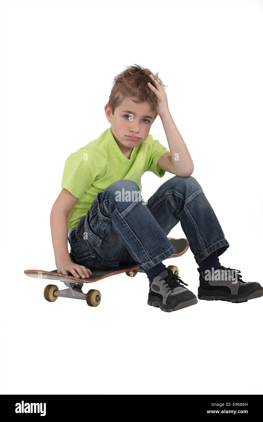 Little boy with skate board Stock Photo - Alamy