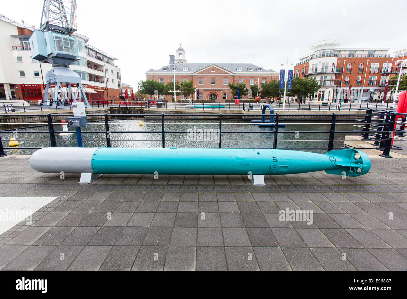 Torpedo on display at Gunwharf Quays, Portsmouth. Hampshire. England ...