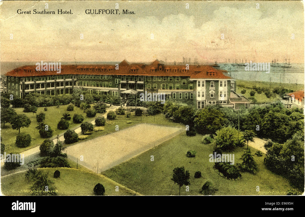 A postcard image of the Great Southern Hotel in Gulfport, Mississippi ...