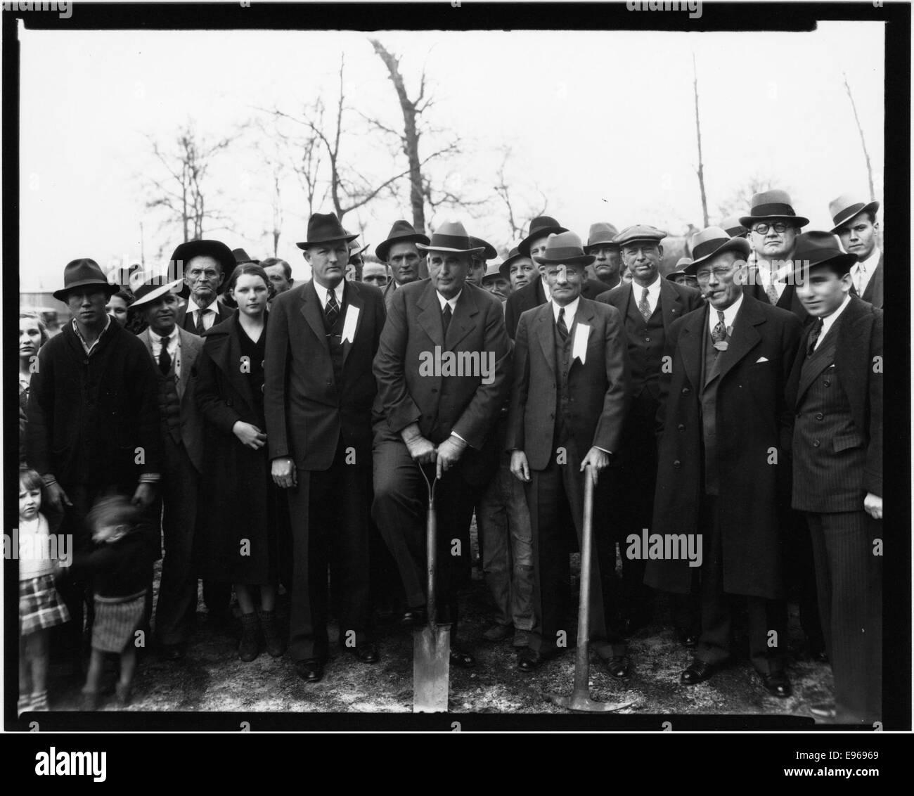 This photograph captures the groundbreaking ceremony for a significant ...