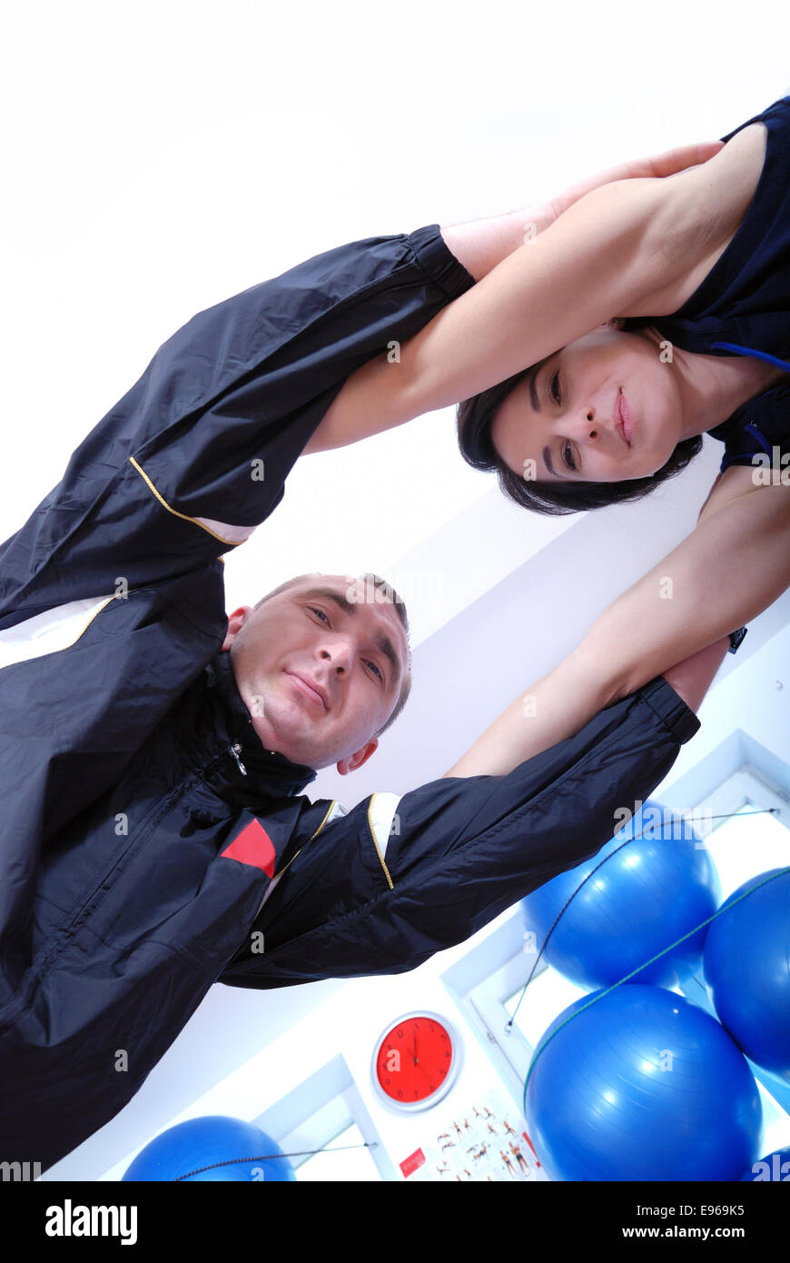 .happy couple recreating in fitness studio Stock Photo - Alamy