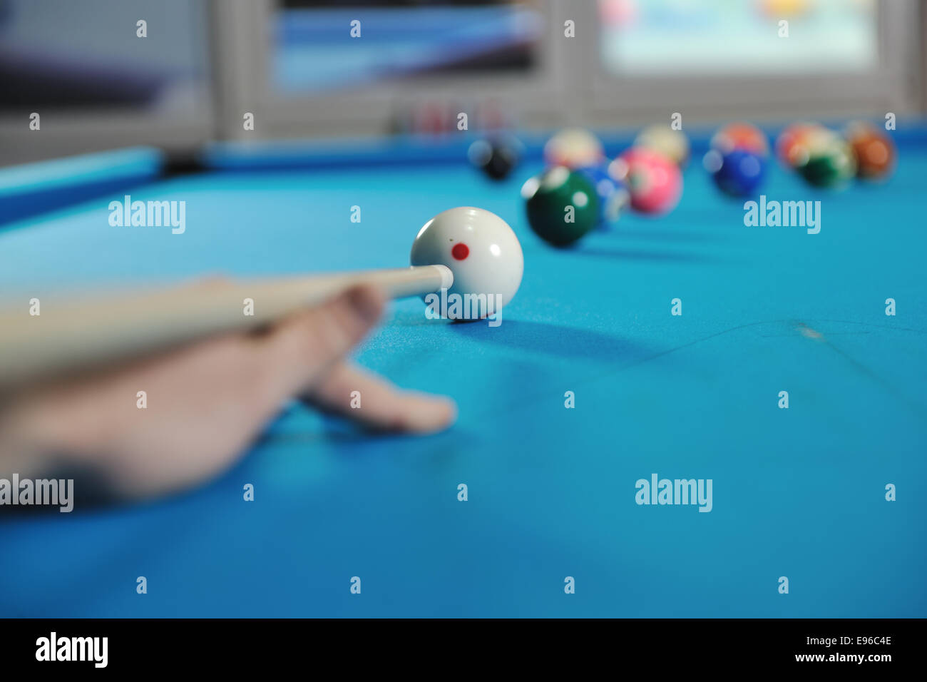 young man play pro billiard game Stock Photo - Alamy