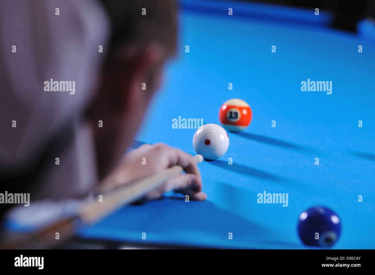 young man play pro billiard game Stock Photo - Alamy