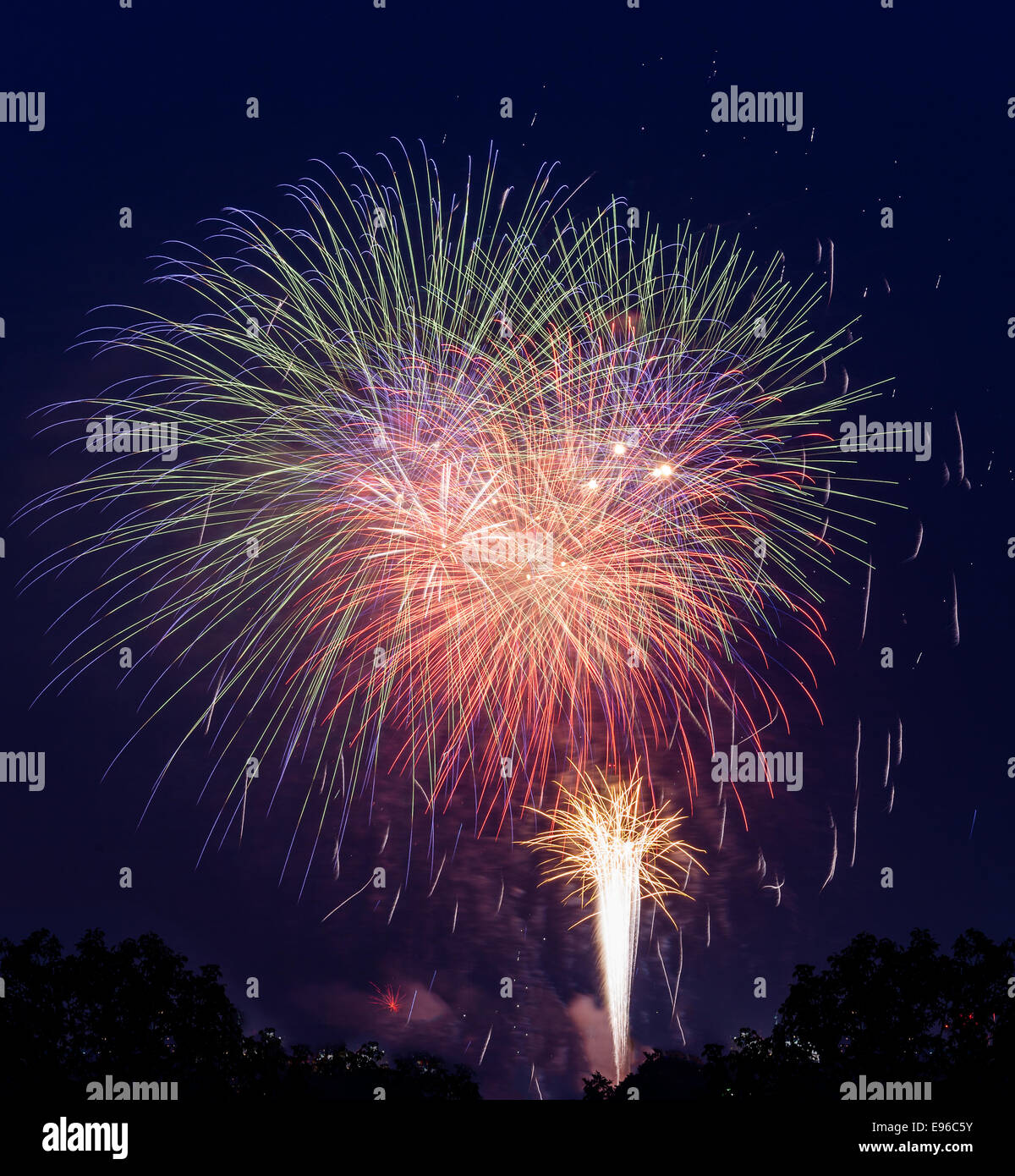 Fireworks in dark sky ready for isolation Stock Photo - Alamy