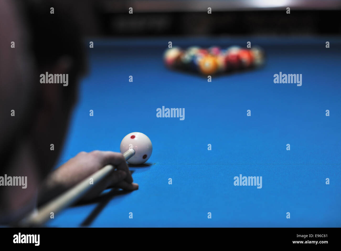 young man play pro billiard game Stock Photo - Alamy