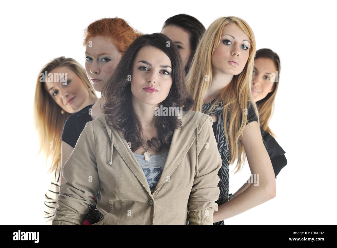 happy girls group isolated on white Stock Photo - Alamy