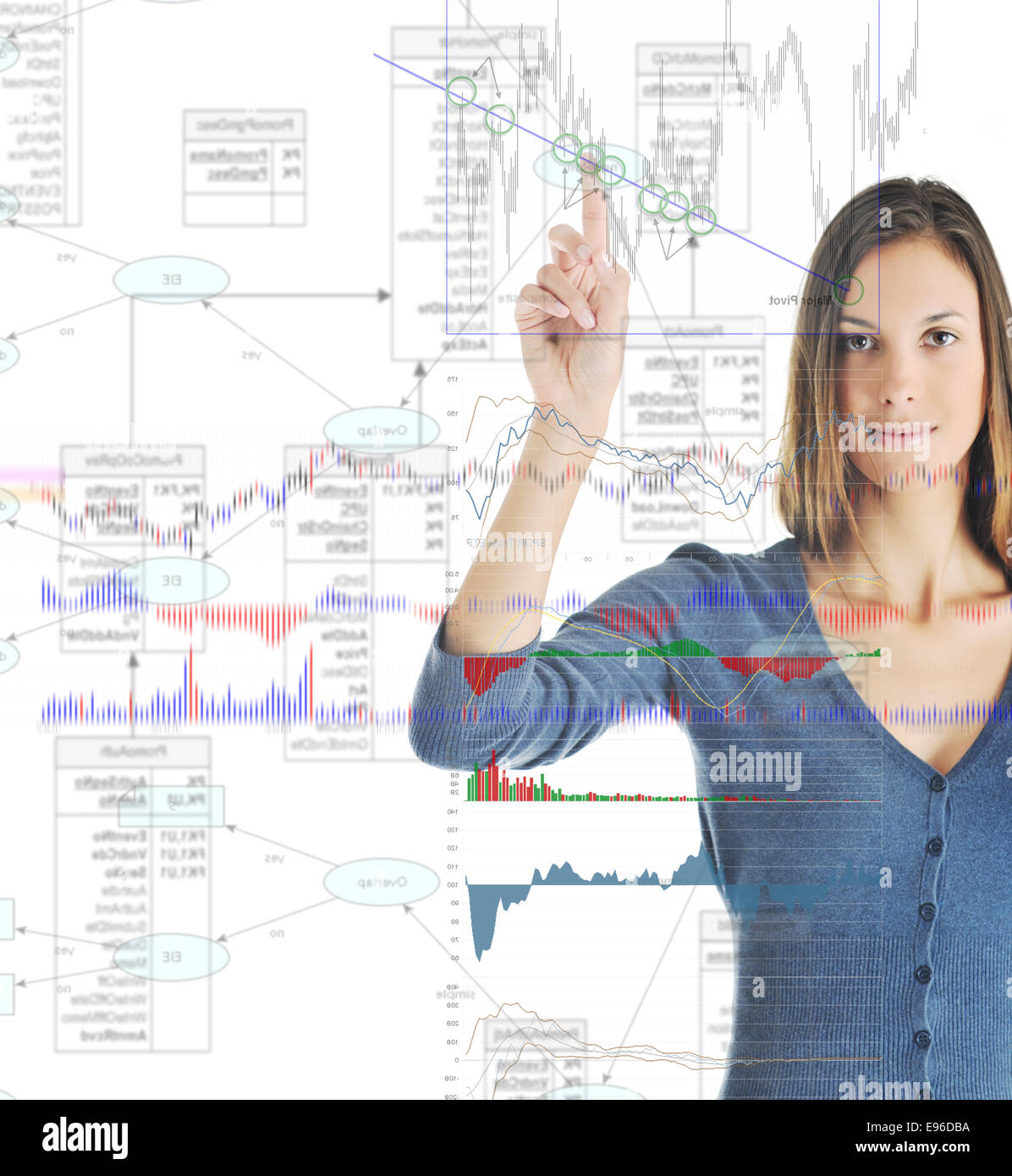 business woman touching screen Stock Photo - Alamy