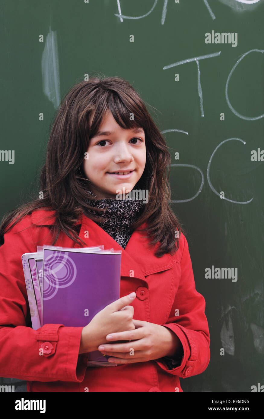 happy school girl on math classes Stock Photo - Alamy
