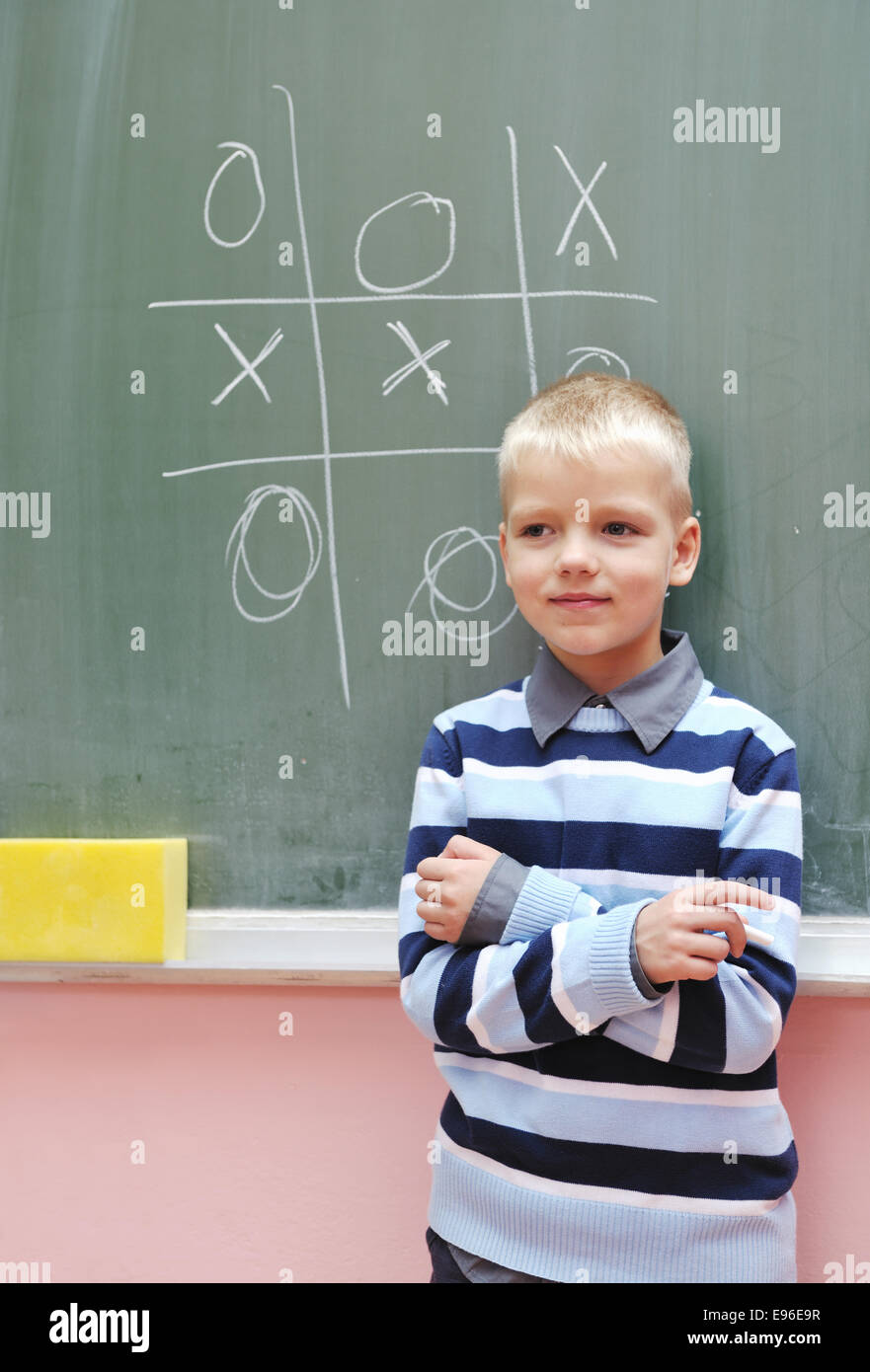 happy young boy at first grade math classes Stock Photo - Alamy
