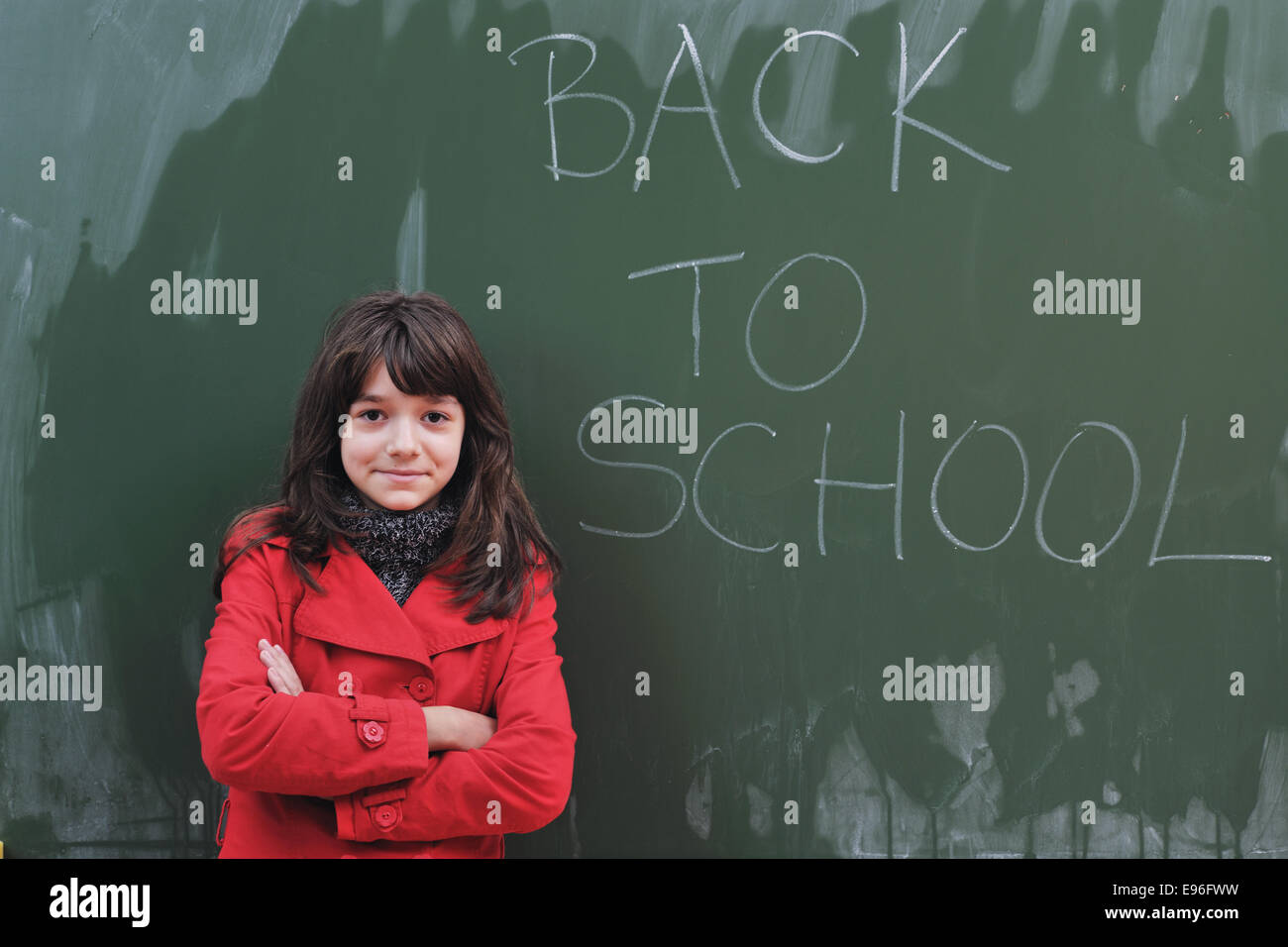 happy school girl on math classes Stock Photo - Alamy