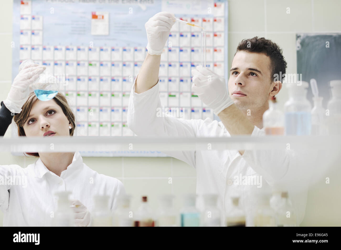 students couple in lab Stock Photo - Alamy