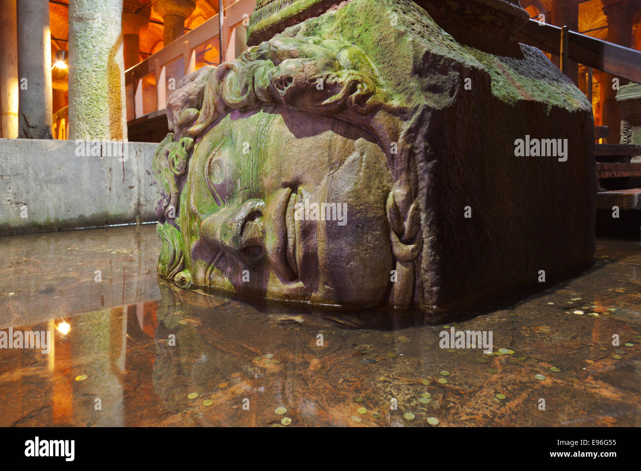 Medusa head at Underground water Basilica Cistern - Istanbul Stock ...