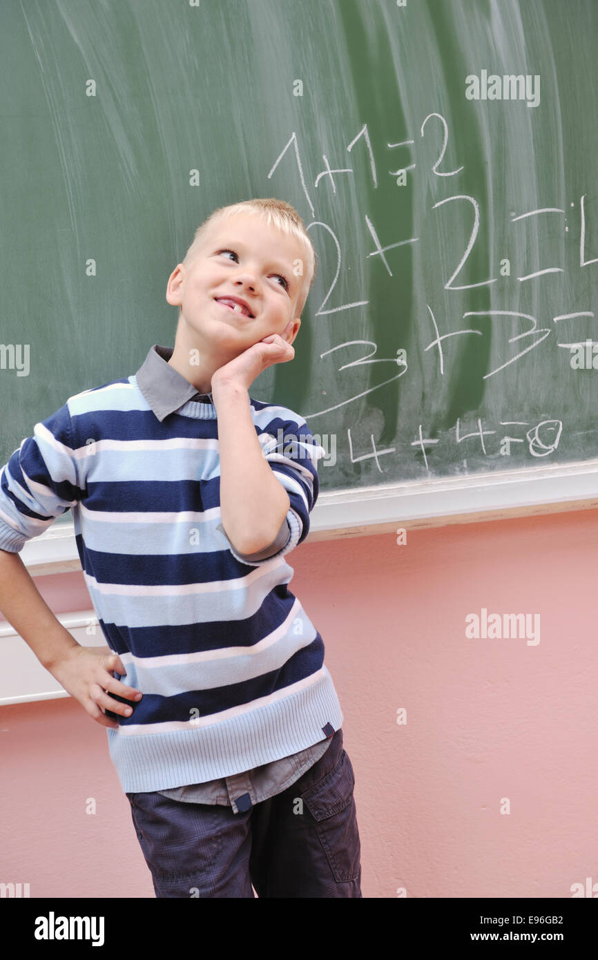 happy young boy at first grade math classes Stock Photo - Alamy