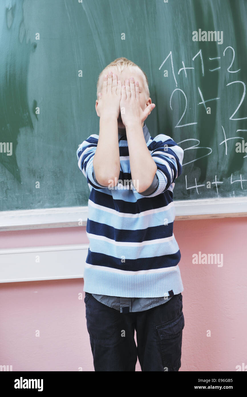 happy young boy at first grade math classes Stock Photo - Alamy