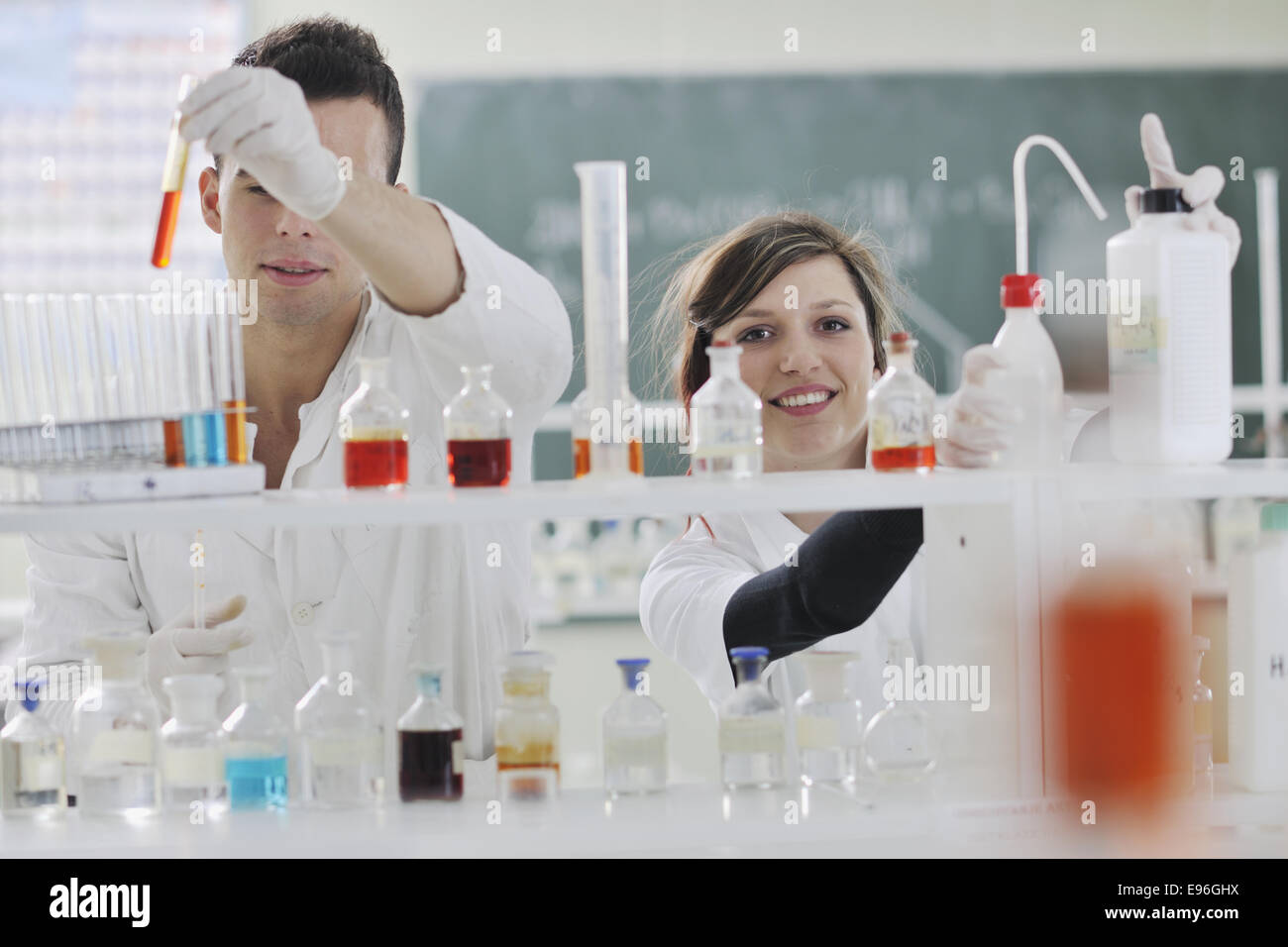 students couple in lab Stock Photo - Alamy