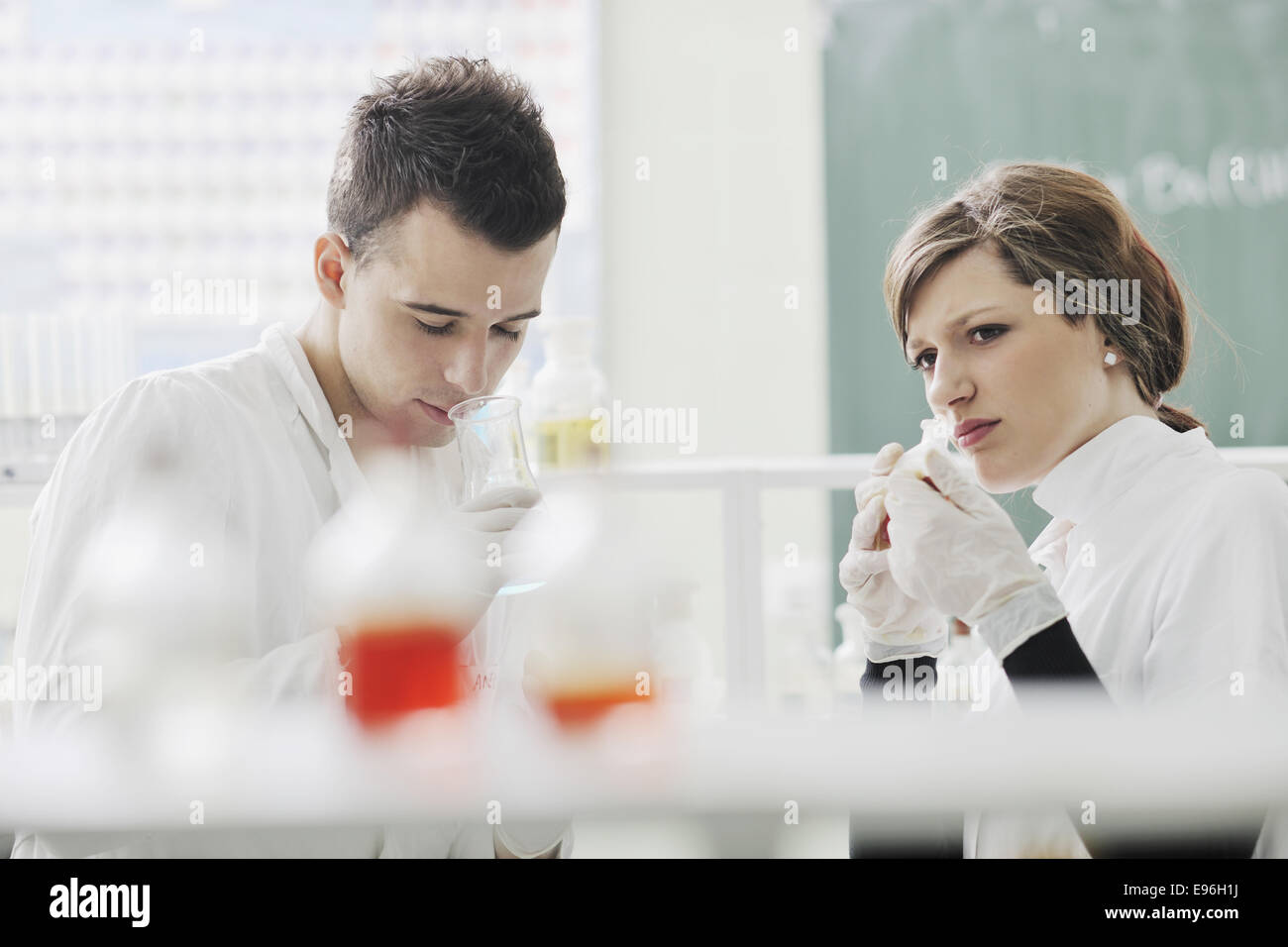students couple in lab Stock Photo - Alamy