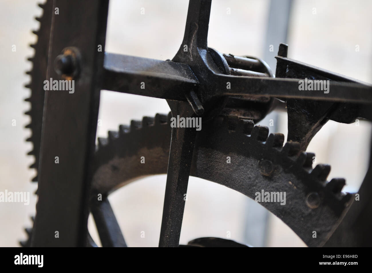 old big clock mechanism machine engine Stock Photo - Alamy