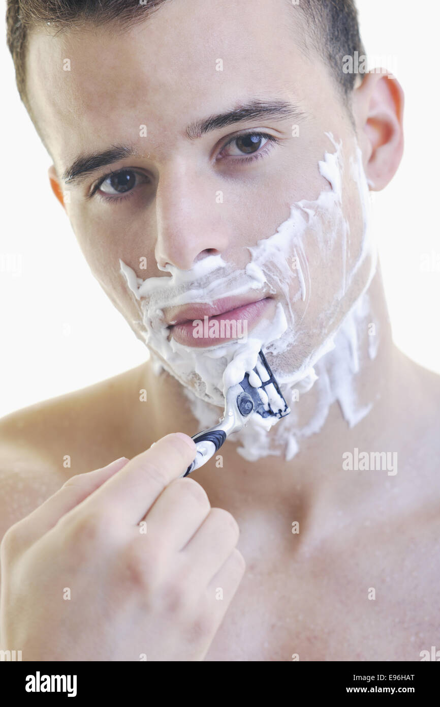 young man shaving Stock Photo - Alamy