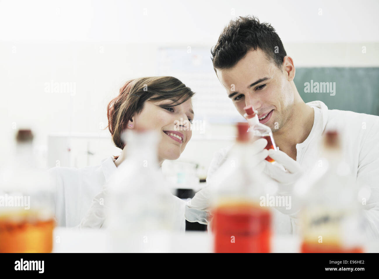 students couple in lab Stock Photo - Alamy