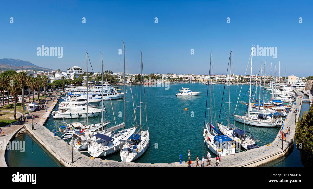 Harbour of Kos town, panoramic view from the Castle of the Knights ...