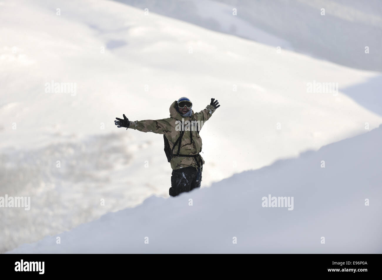 happy snowboarder portrait Stock Photo - Alamy