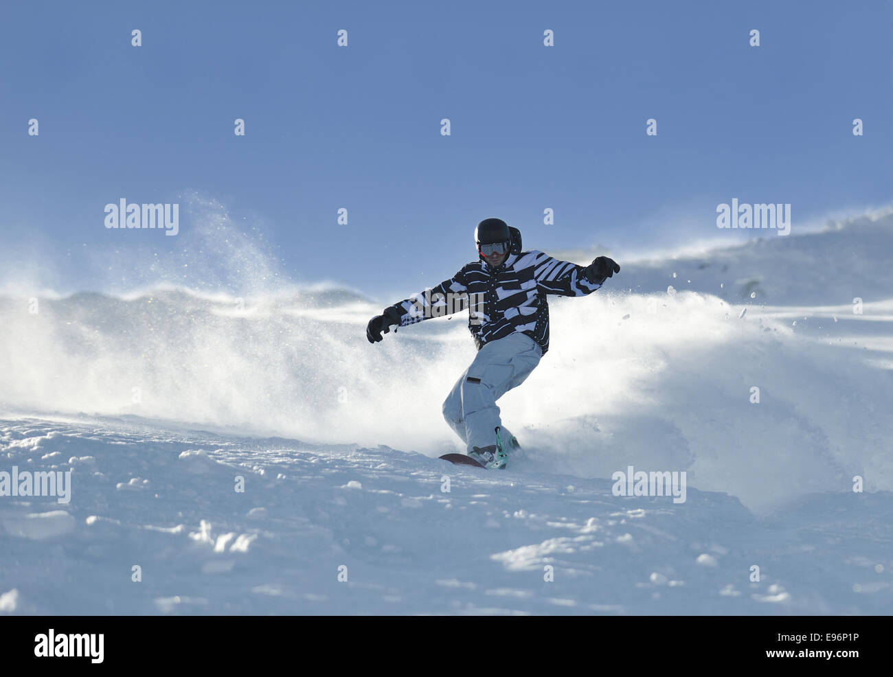 freestyle snowboarder jump and ride Stock Photo - Alamy