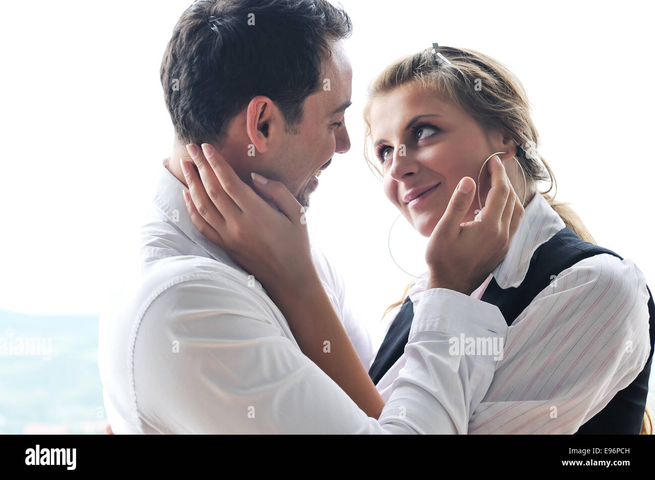 romantic happpy couple on balcony Stock Photo - Alamy