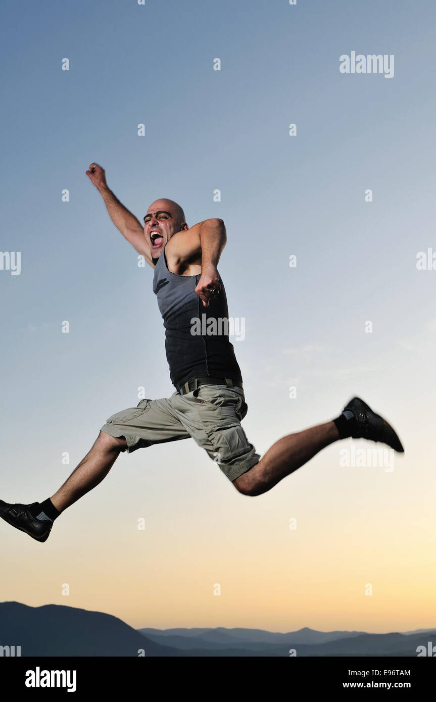 man jump outdoor sunset Stock Photo - Alamy