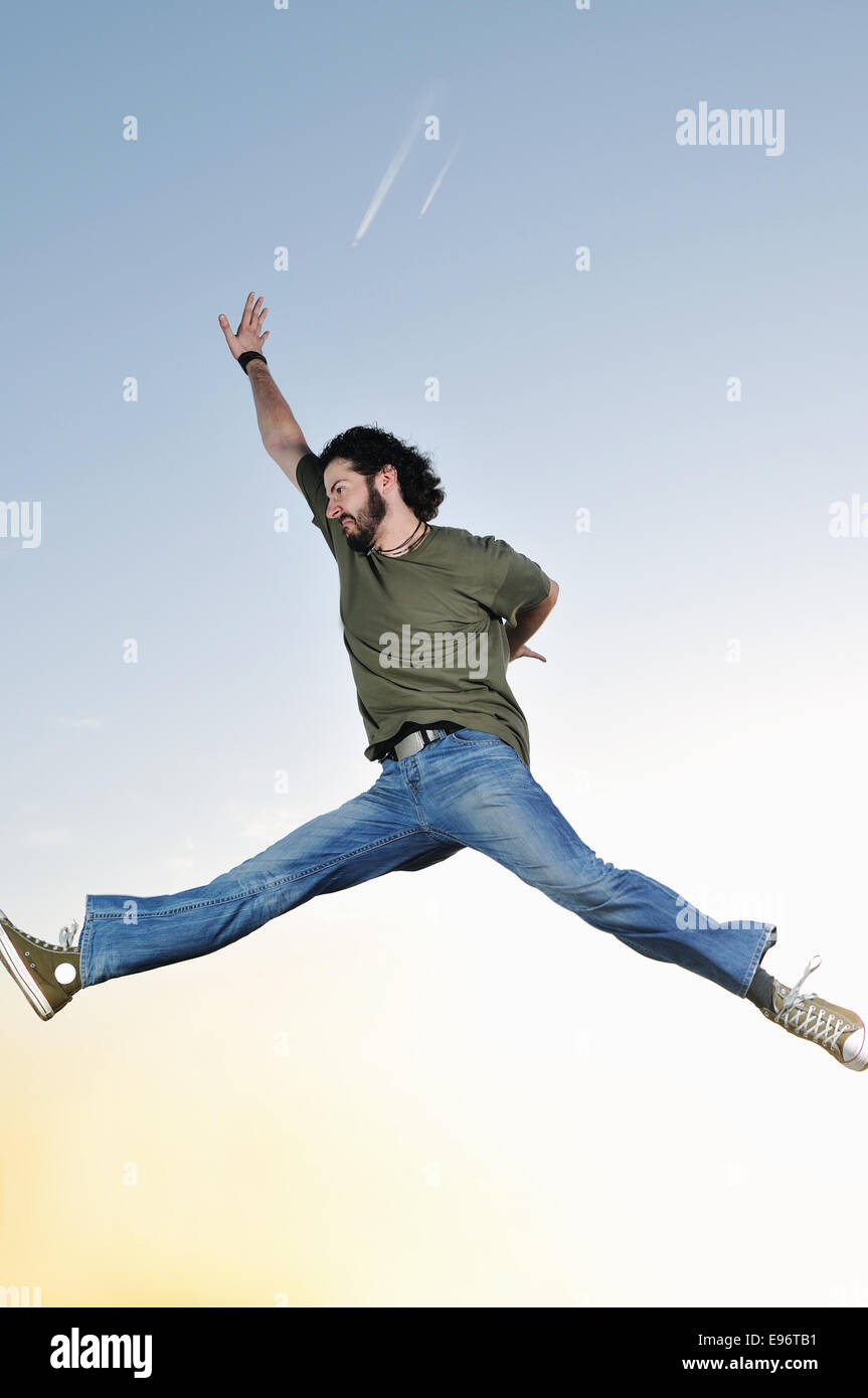 man jump outdoor sunset Stock Photo - Alamy