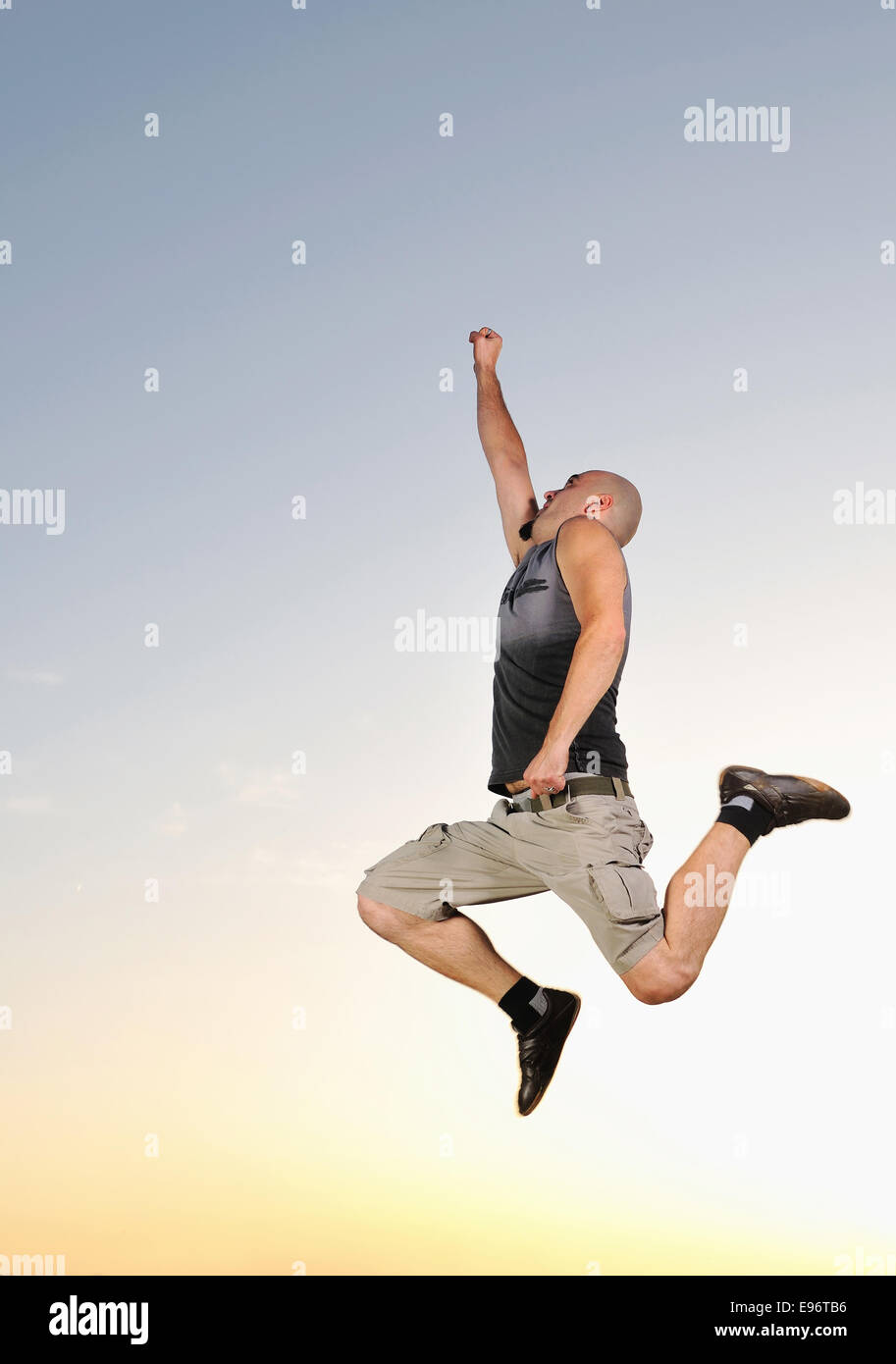 man jump outdoor sunset Stock Photo - Alamy
