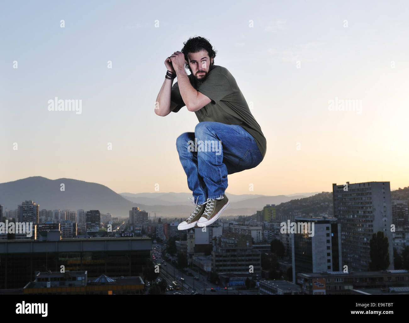 man jump outdoor sunset Stock Photo - Alamy