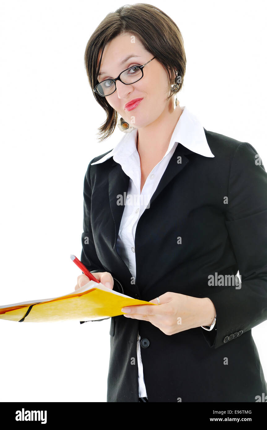 business woman hold papers and folder Stock Photo - Alamy