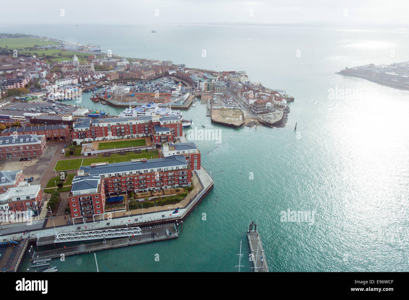 View over Solent Water from the Spinnaker Tower, Portsmouth, Hampshire ...