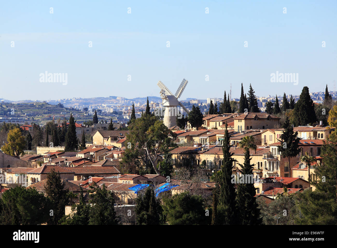 View of Famous Windmill, Jerusalem, Israel Stock Photo - Alamy