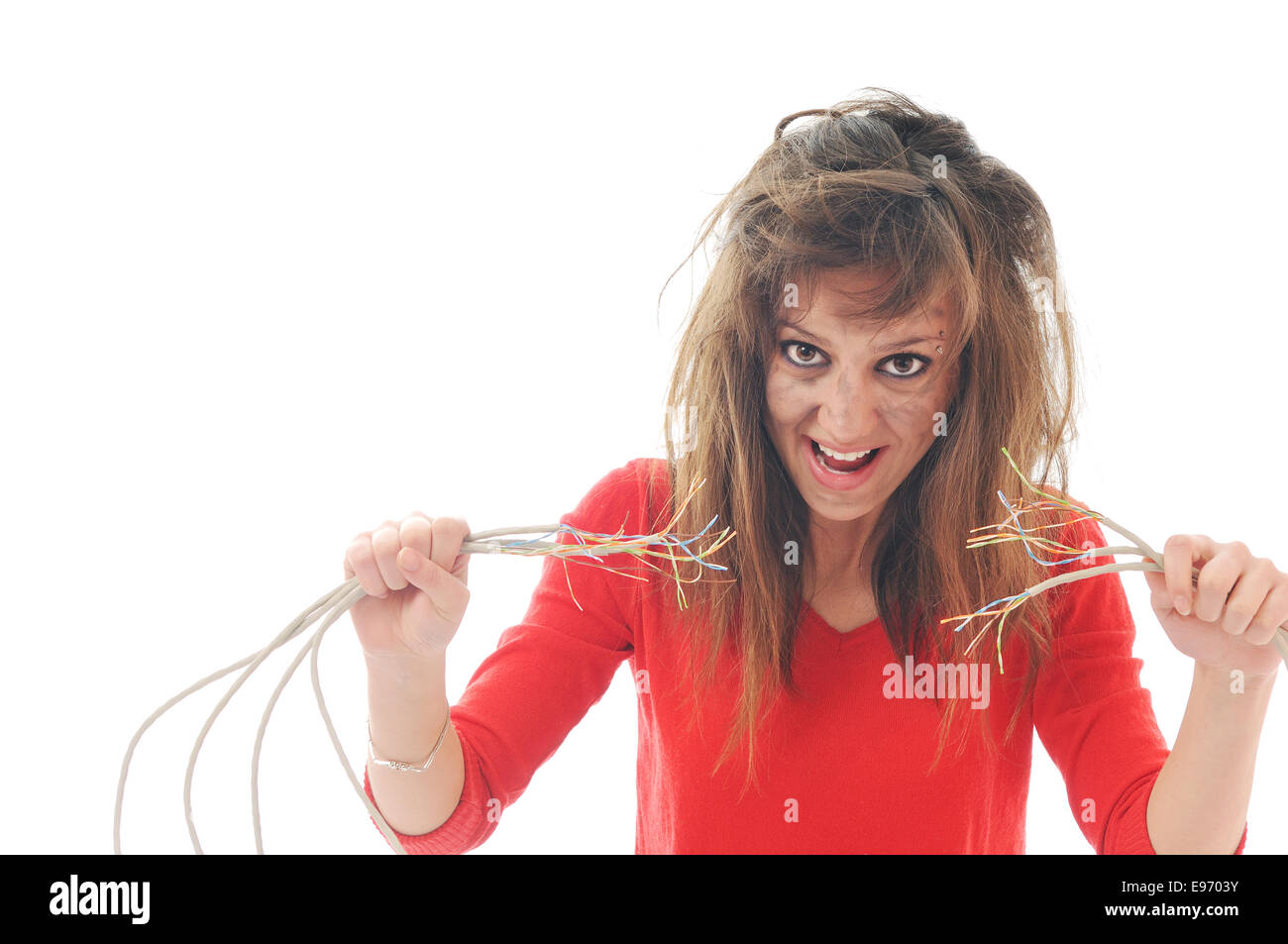 Electric shock hair Cut Out Stock Images & Pictures - Alamy