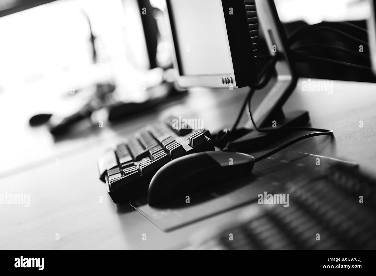 Empty computer classroom education Black and White Stock Photos ...