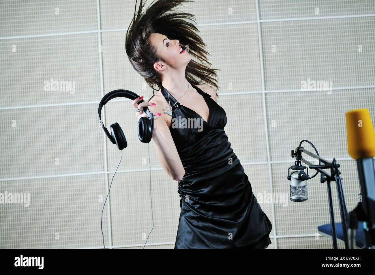 woman headset dance Stock Photo - Alamy