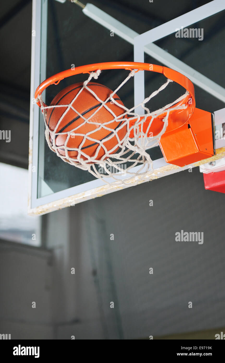 basket ball in basketball basket Stock Photo - Alamy